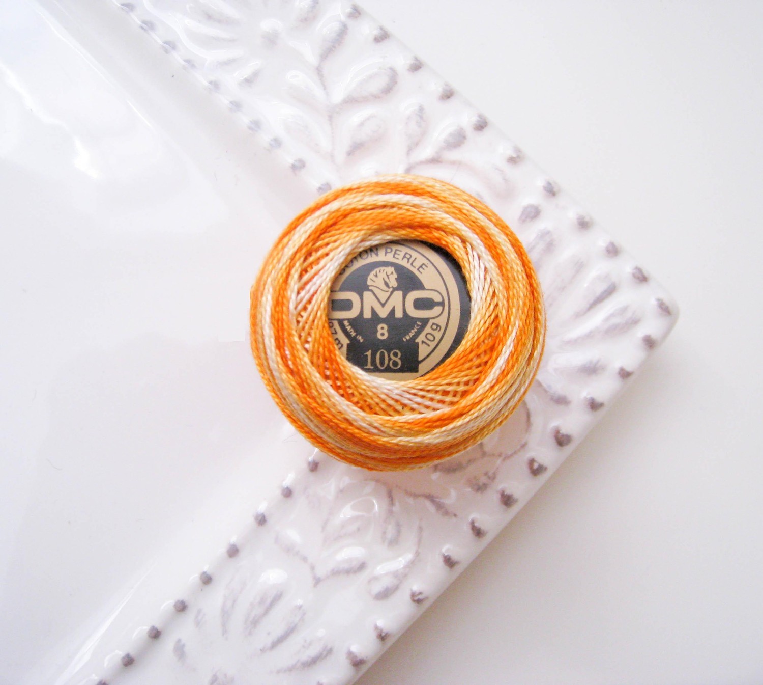 Dmc Perle Cotton Thread Size 8 Deep Variegated Orange 108 White And ...
