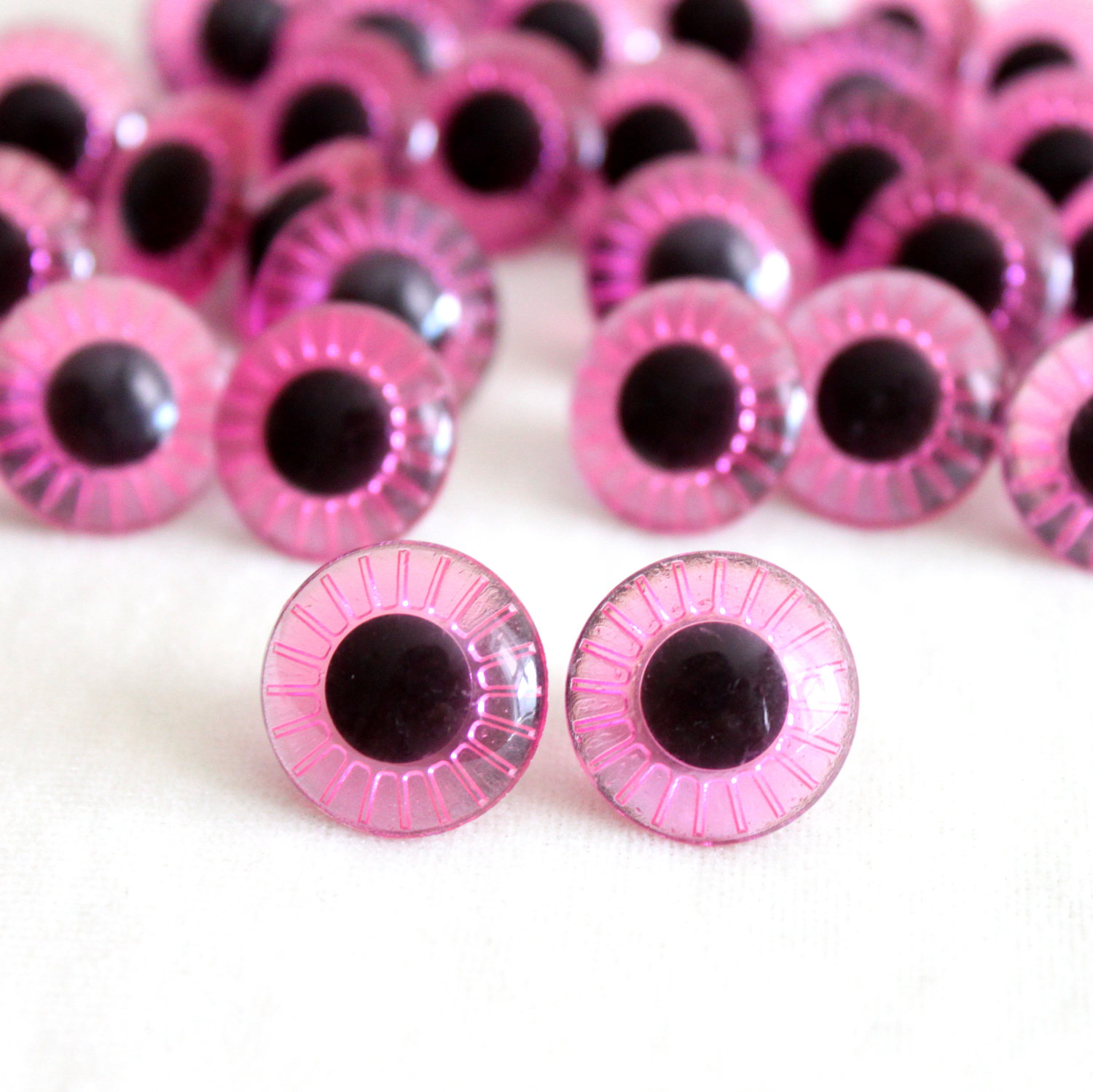 5 Pairs 16 Mm Pink Iris Plastic Doll Eyes With Metal Secure Back 5/8 ...